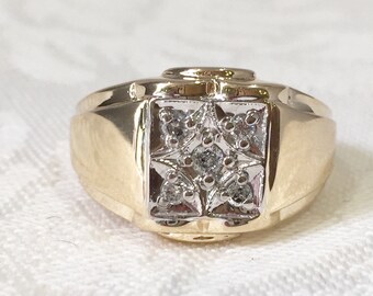 Mens Diamond Cluster Ring - Etsy