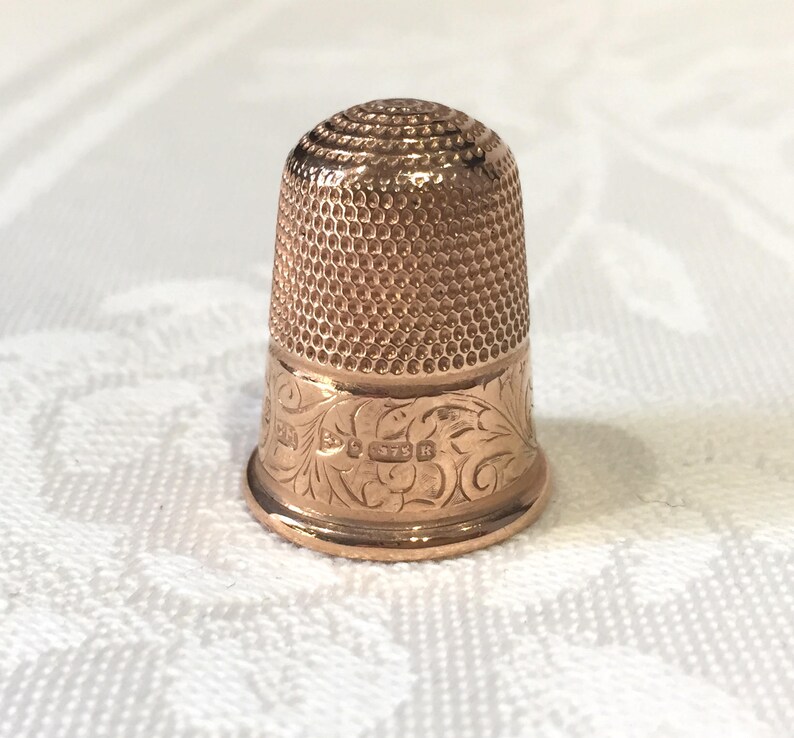Vintage 9K Rose Gold Thimble: Collectable Engraved Sewing Thimble - Etsy