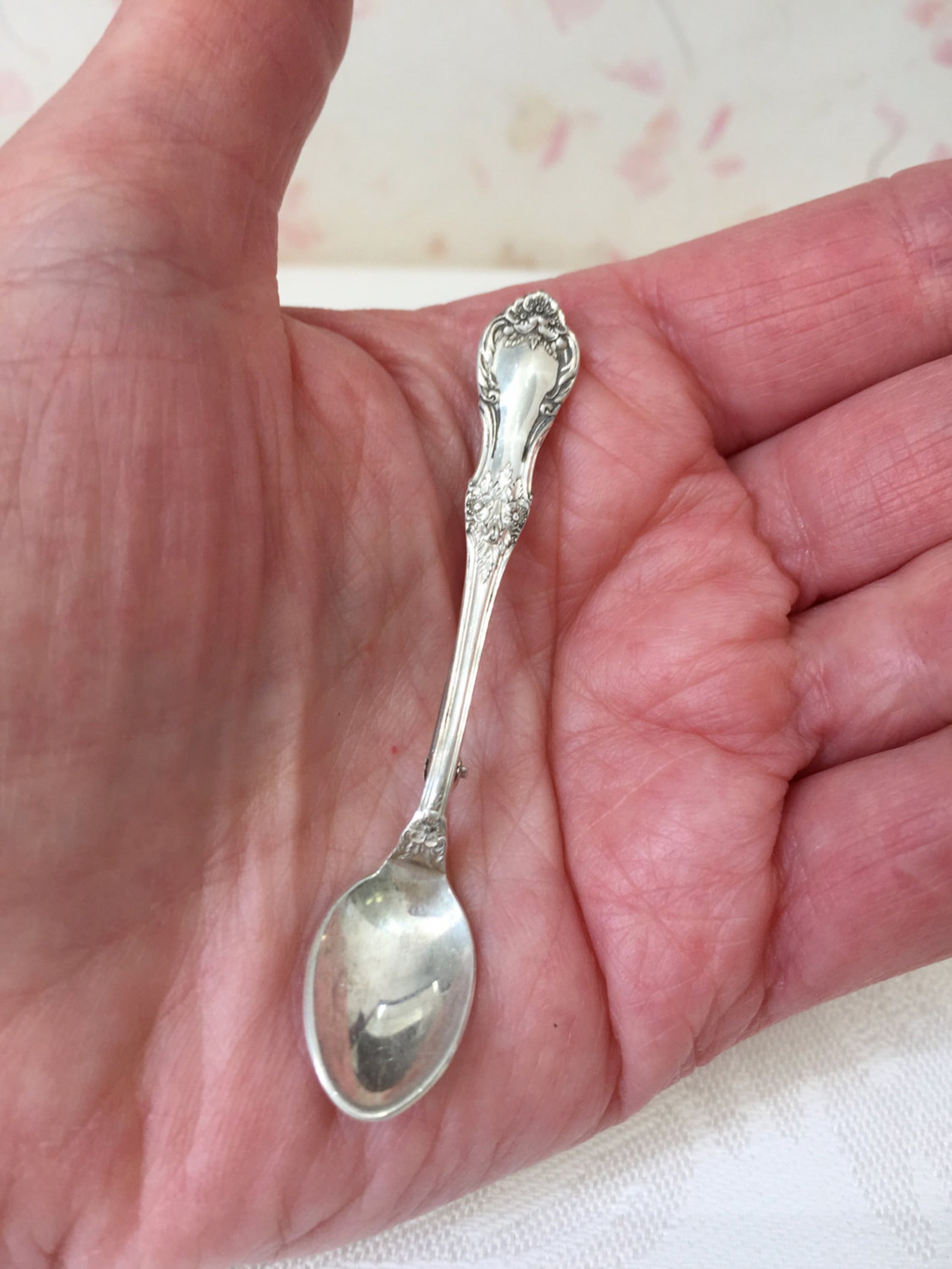 Vintage Silver Salt Spoon Brooch, Sterling Silver Miniature Spoon ...