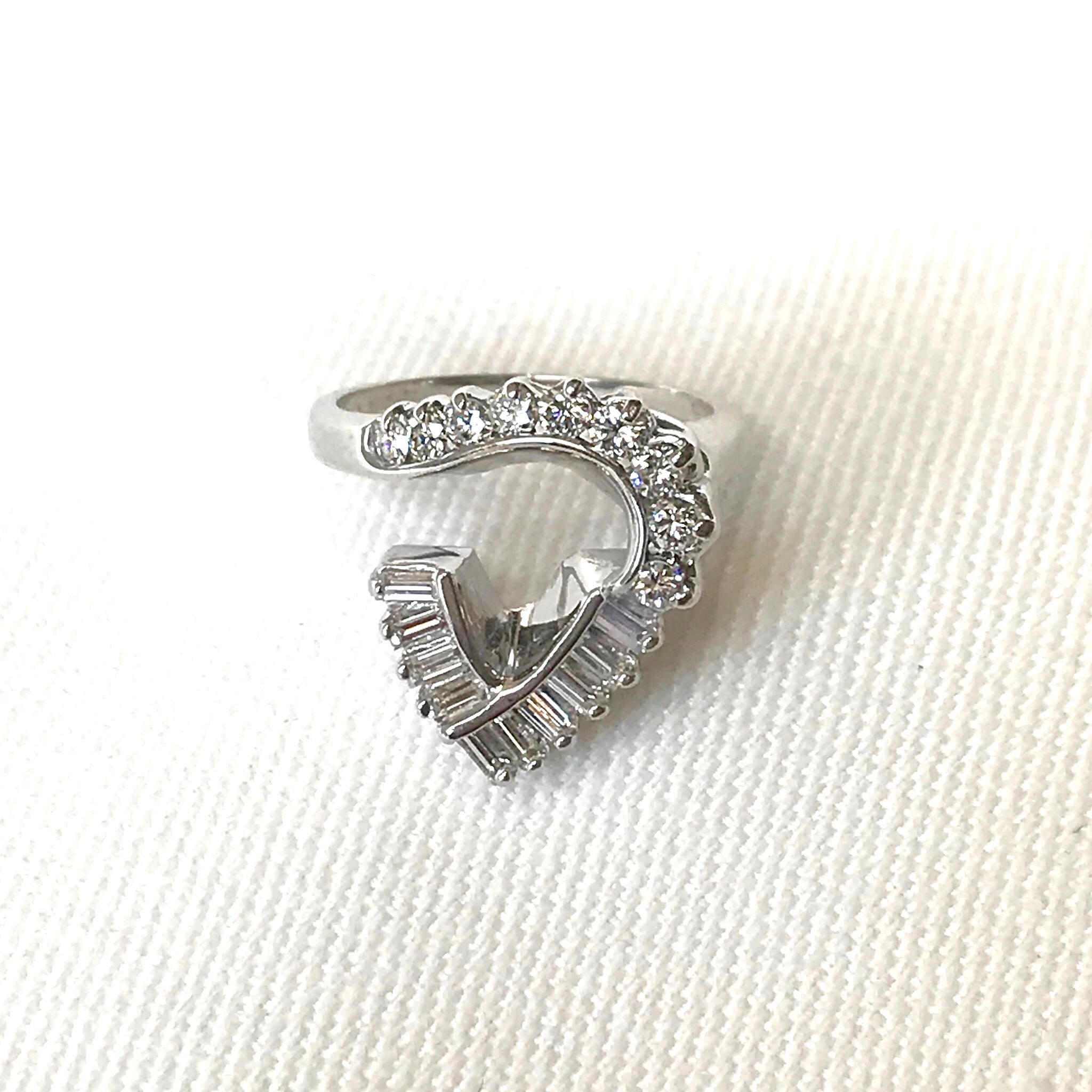 Vintage Diamond Engagement Ring Enhancer, Baguette and Round Diamond ...