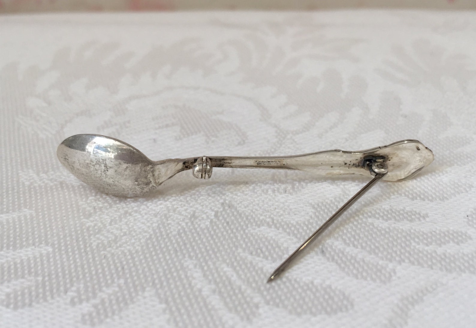 Vintage Silver Salt Spoon Brooch, Sterling Silver Miniature Spoon ...