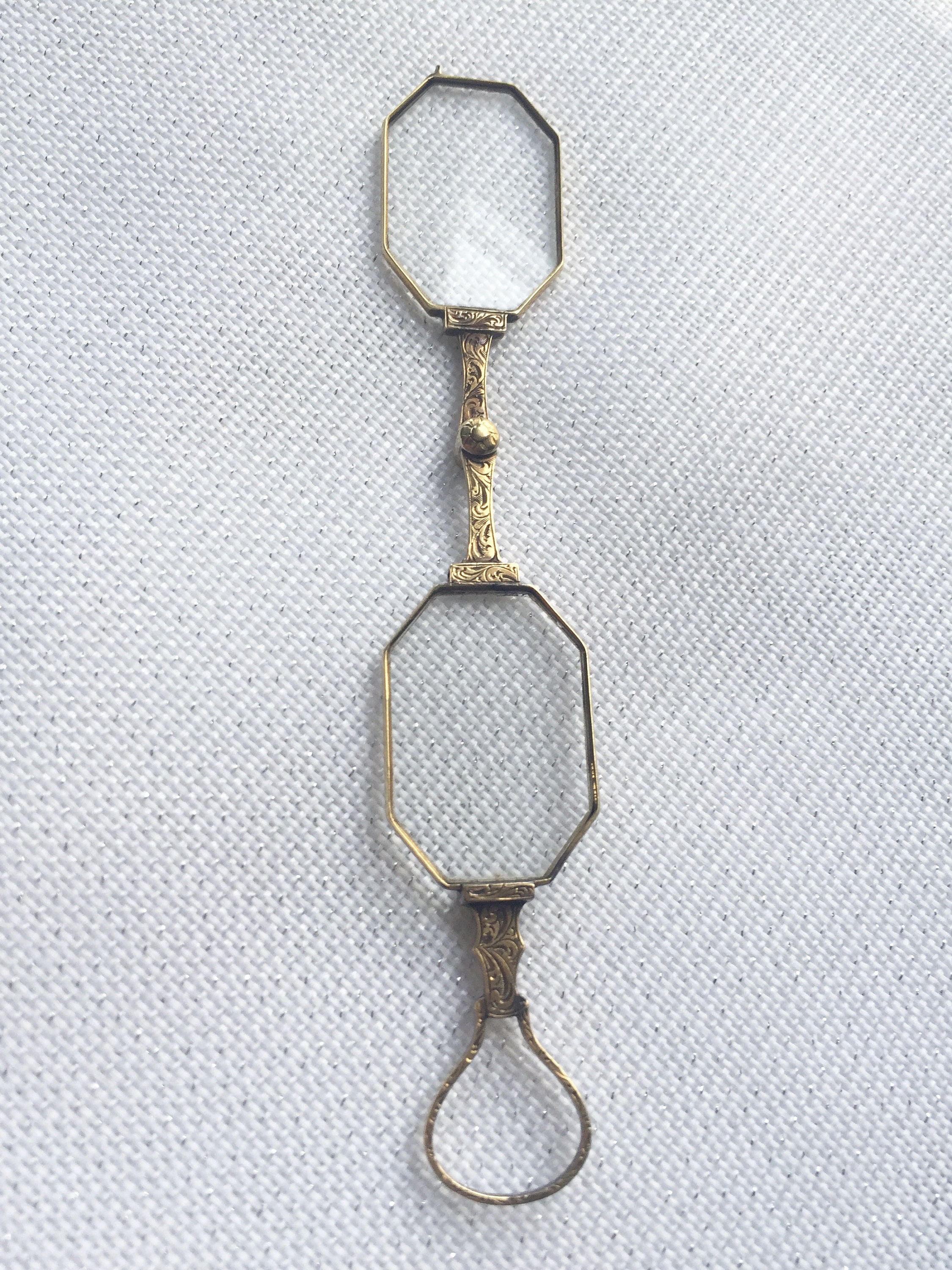 Lorgnettes 14K Gold Opera Eye Glasses, Etched Folding Reading Glasses ...