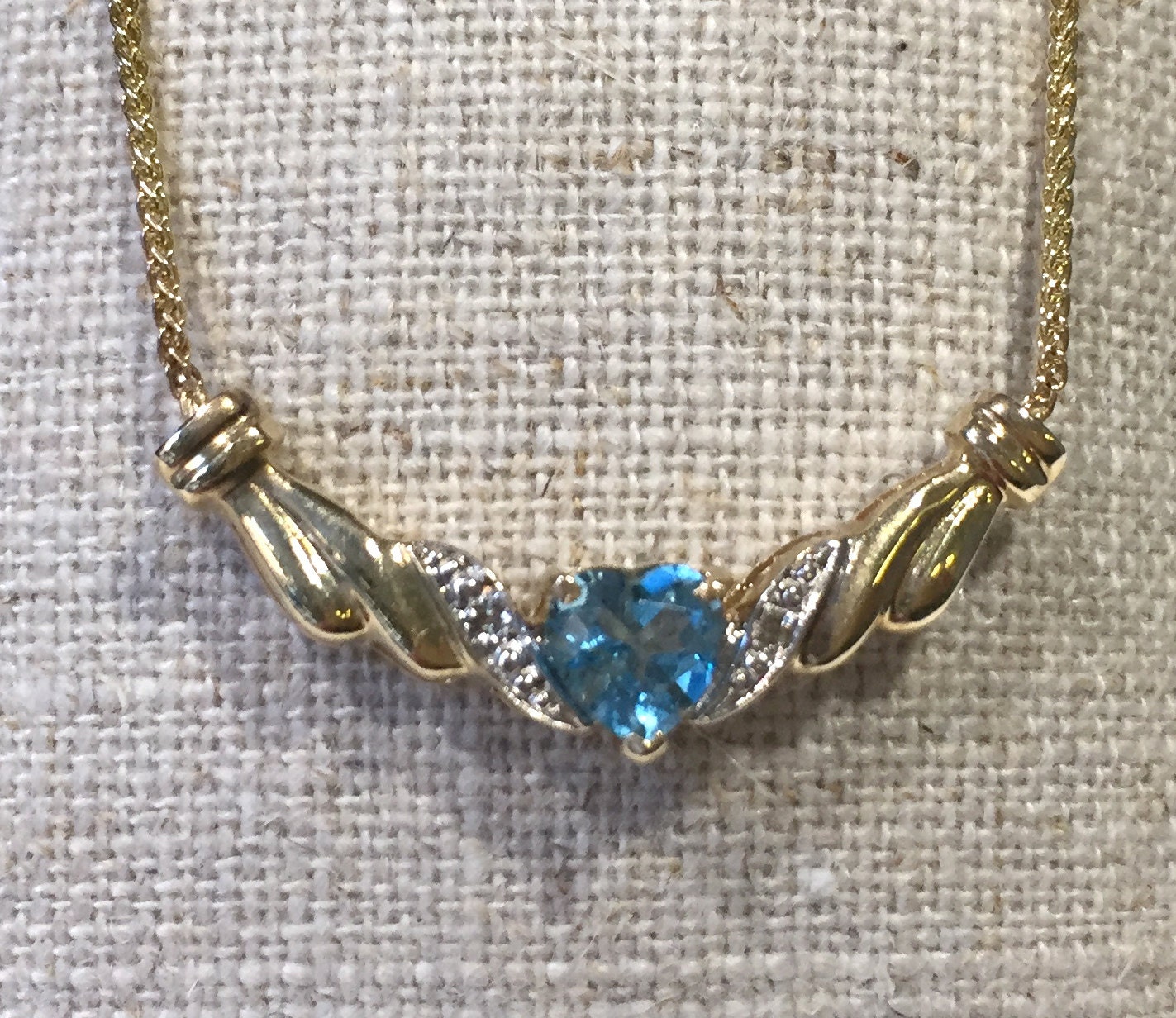 Blue Topaz Necklace Blue Topaz and Diamond Jewelry 14K Gold - Etsy