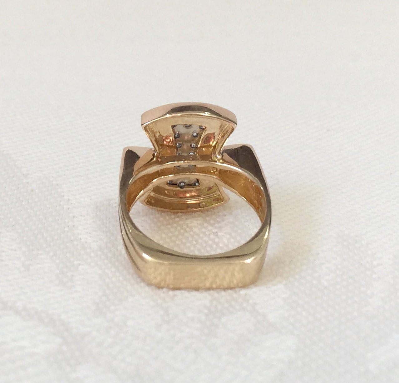 Diamond Right Hand Ring 14K Yellow Gold Two Tone Diamond - Etsy