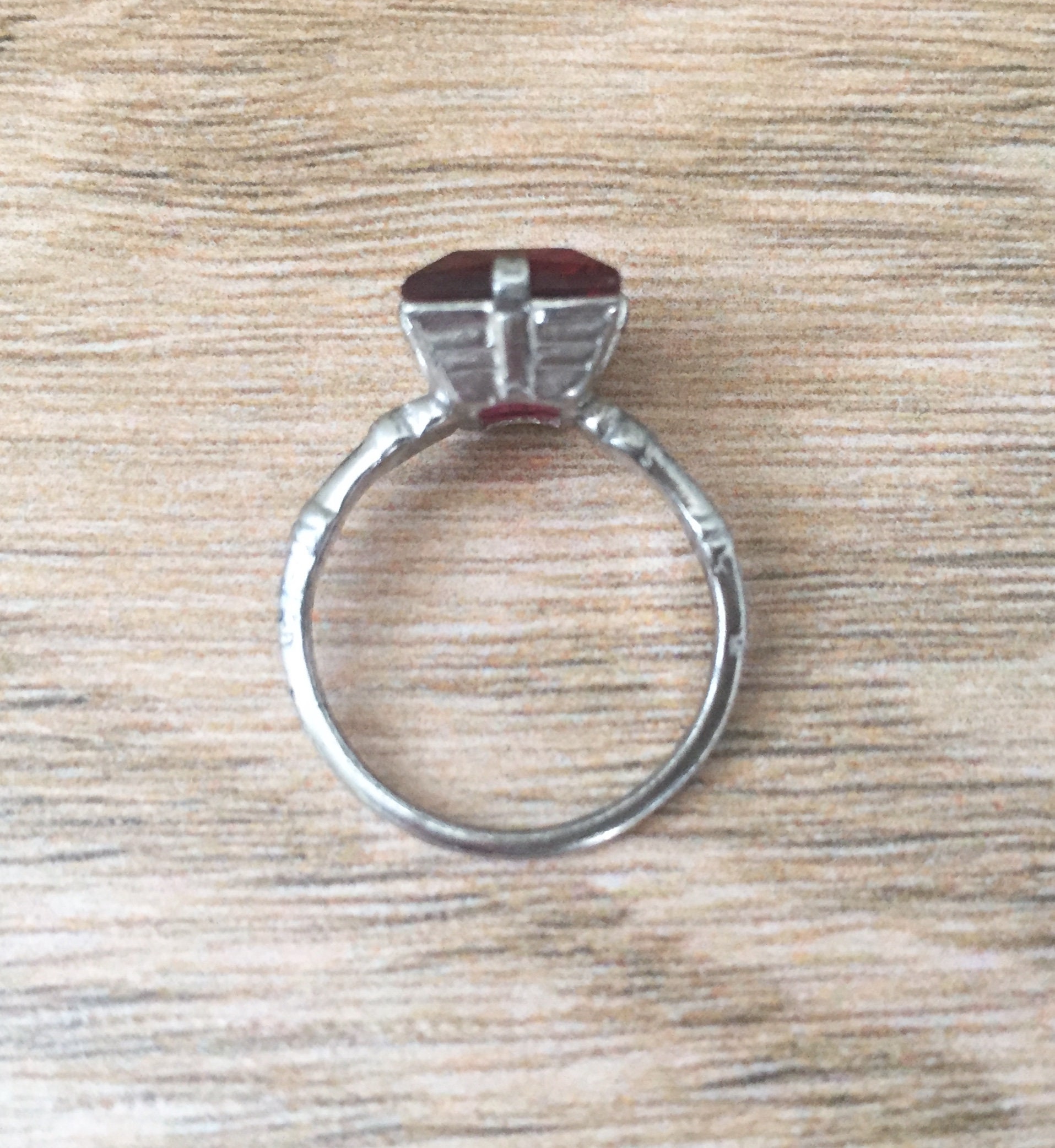 Art Deco Uncas Ring Sterling Silver Vintage Faux Red Stone - Etsy