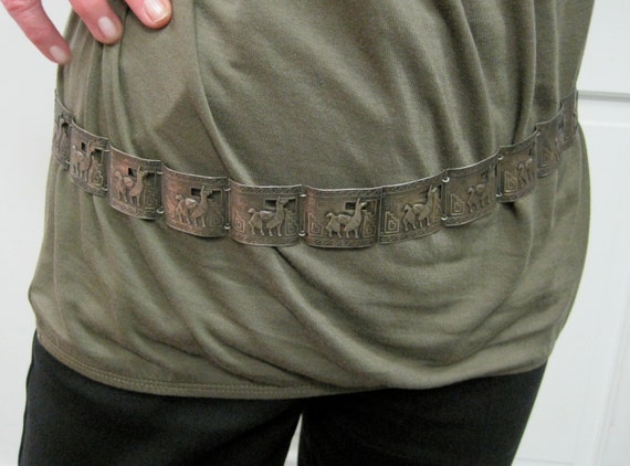 Sterling Silver Belt, Peruvian Panel Llama Belt, Llam… - Gem