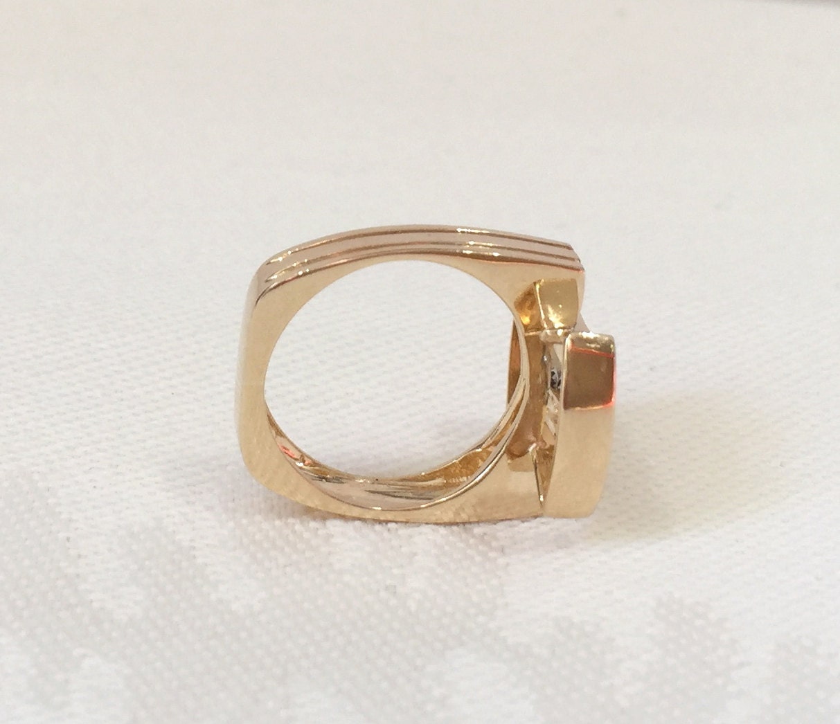 Diamond Right Hand Ring 14K Yellow Gold Two Tone Diamond - Etsy