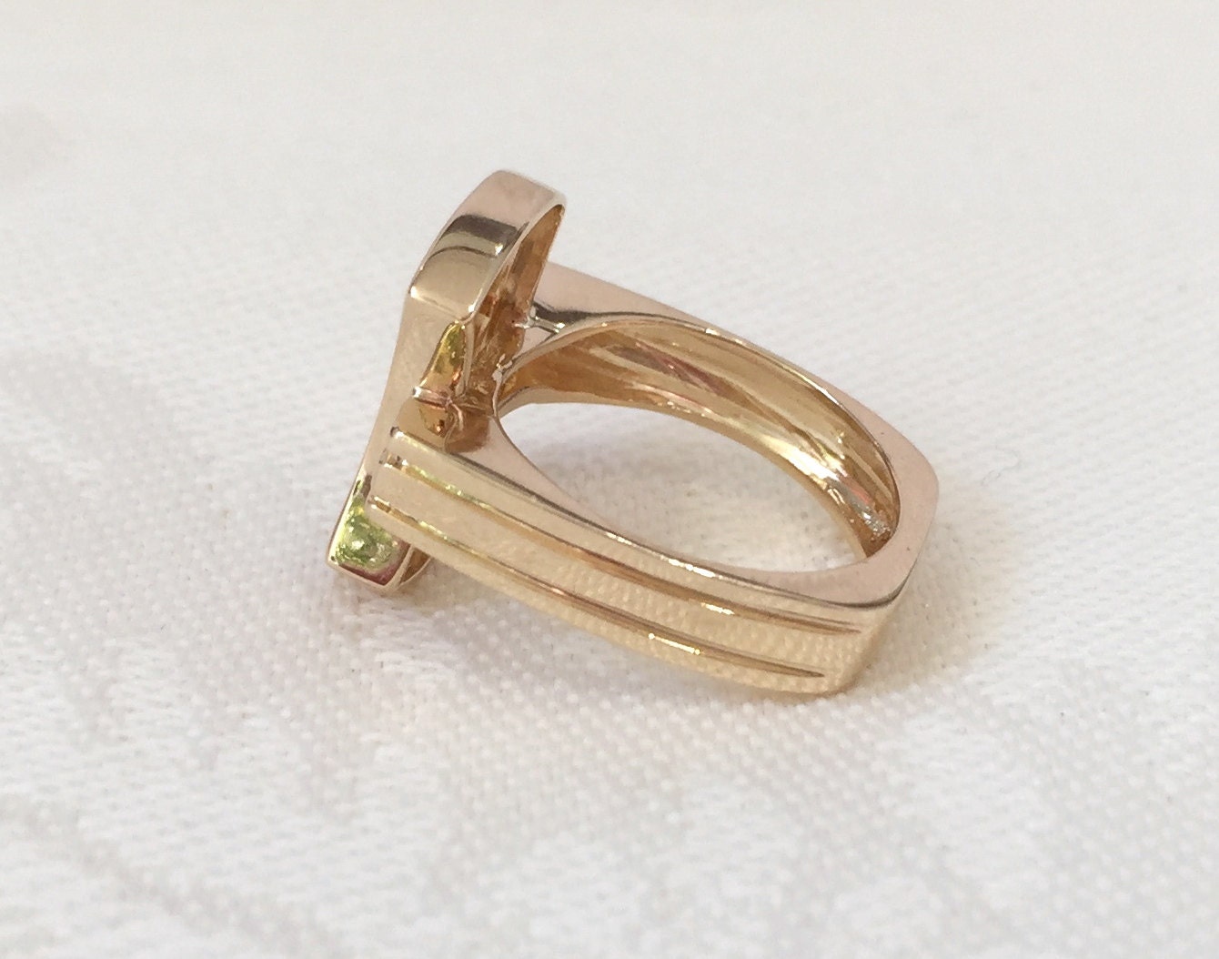 Diamond Right Hand Ring 14K Yellow Gold Two Tone Diamond - Etsy