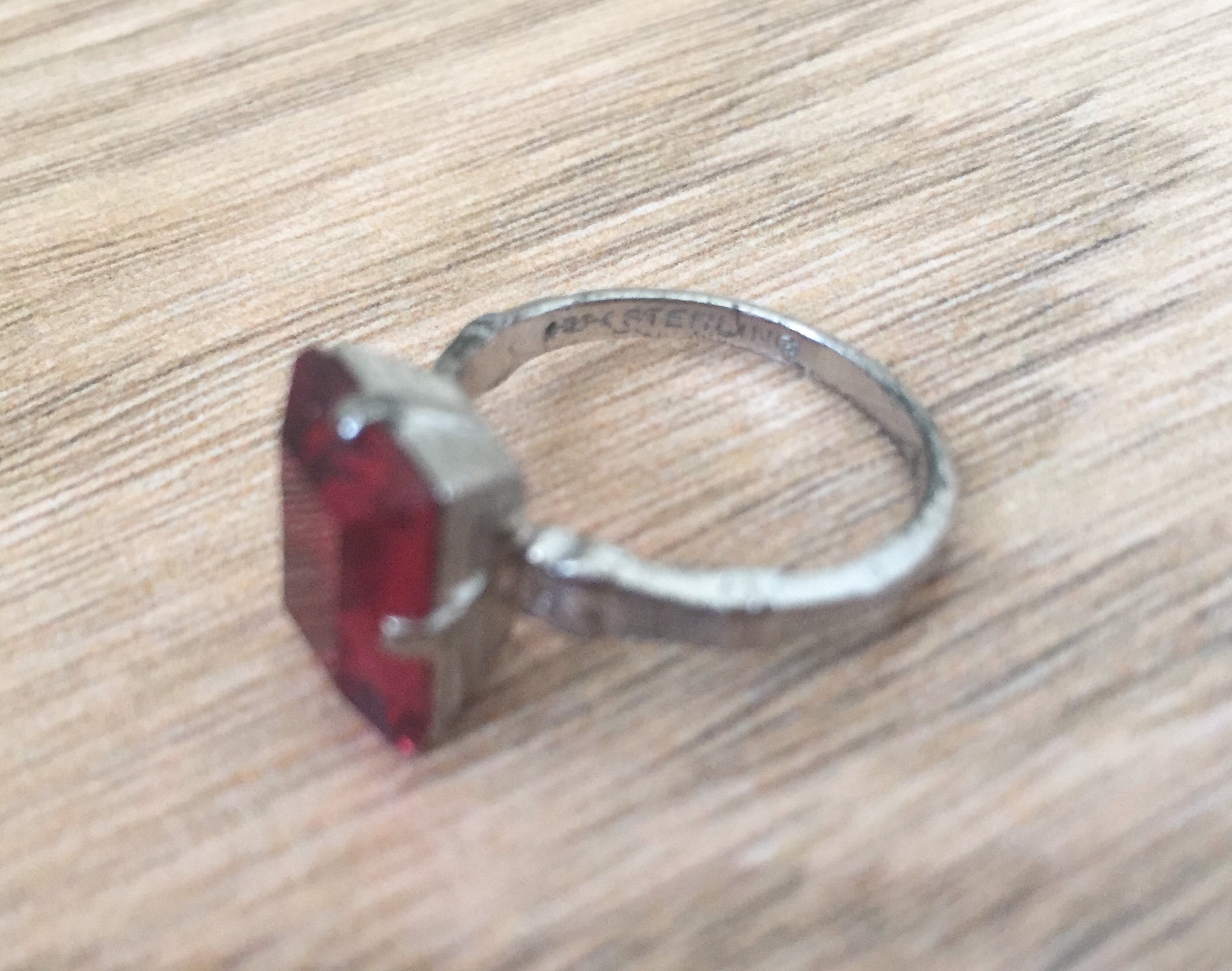 Art Deco Uncas Ring Sterling Silver Vintage Faux Red Stone - Etsy
