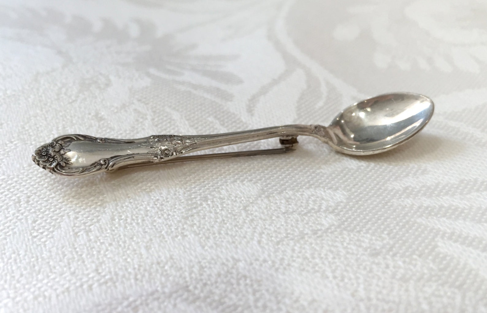 Vintage Silver Salt Spoon Brooch, Sterling Silver Miniature Spoon ...