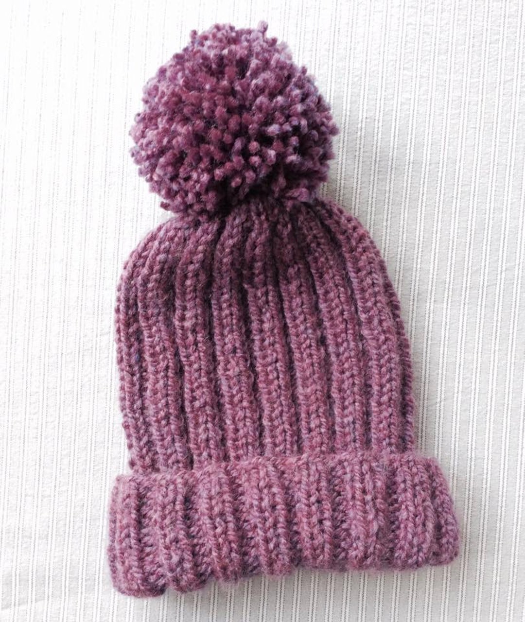 Francesca - Knitted Ribbed Bobble Hat Pattern, Pom Pom Hat Knitting ...