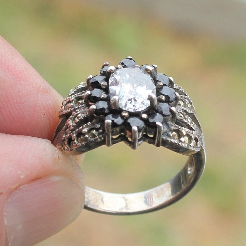 Oval Marcasite Ring - Etsy