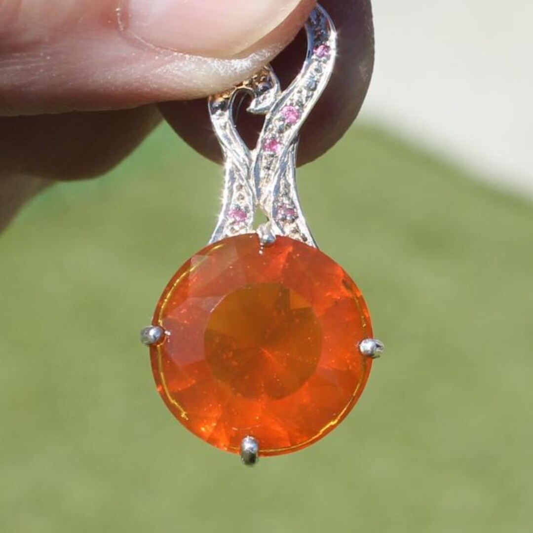 Big FIRE OPAL PENDANT * Faceted Natural Gemstone From the Uk * Custom ...