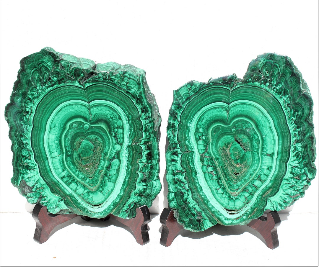 5# MALACHITE CROSS SECTION Slabs * South Africa, Rare Matched Pair ...