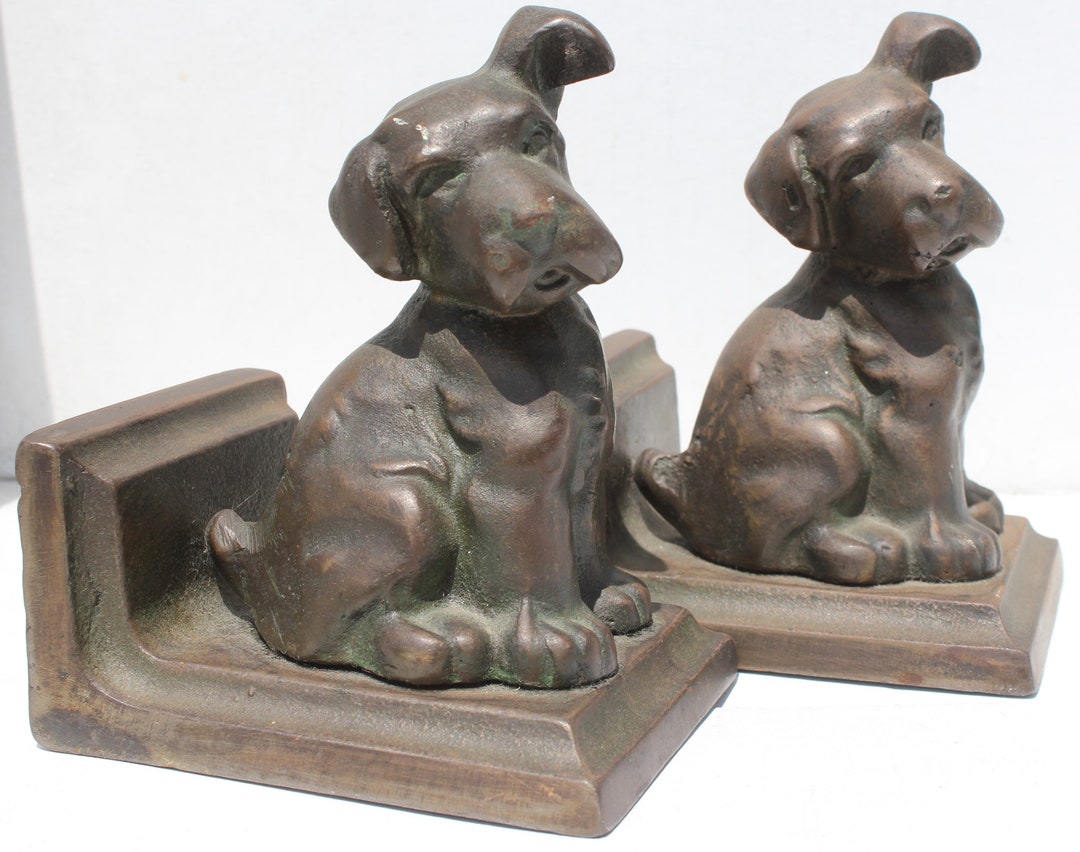 Cast Iron PUPPY DOG BOOKENDS * Vintage Collectible * Heavy 6# Animal ...
