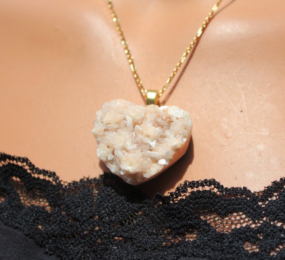 1.3 STILBITE CRYSTAL HEART Pendant w/ 18 | Etsy