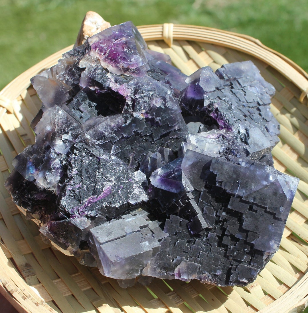 2# PURPLE FLUORITE SPECIMEN * Dark Cubes W/ Zoning, Crystal, Stone ...
