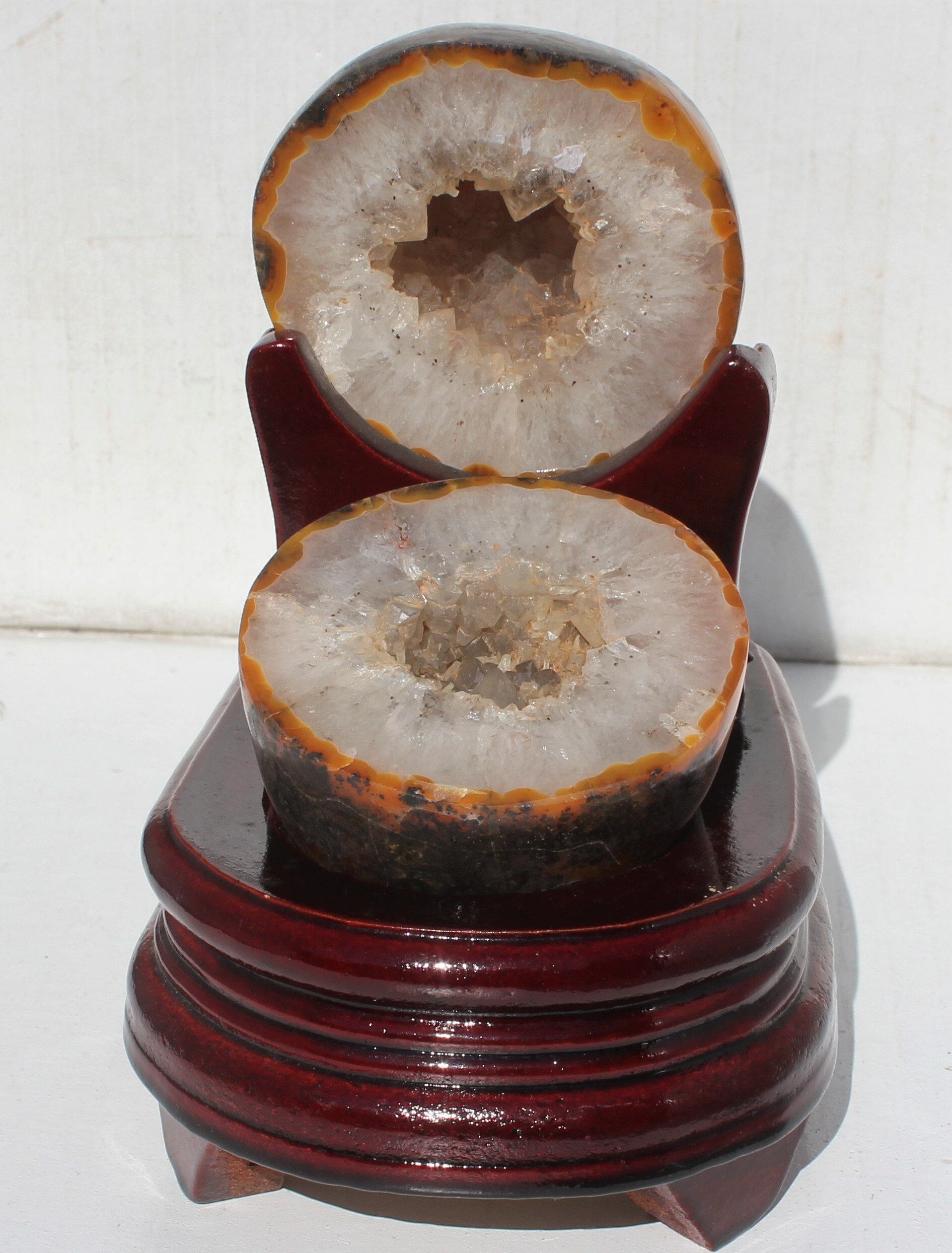 ZHANGUO RED AGATE Crystal Geode w / Wood Display Stand China - Etsy Canada