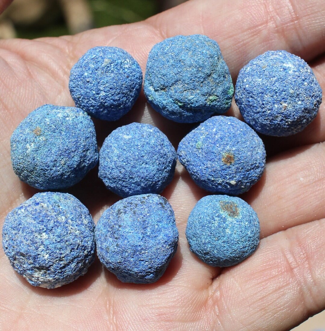 2 Pc AZURITE BLUEBERRY NUGGETS Natural Round Mineral Rock Stone, Skull ...