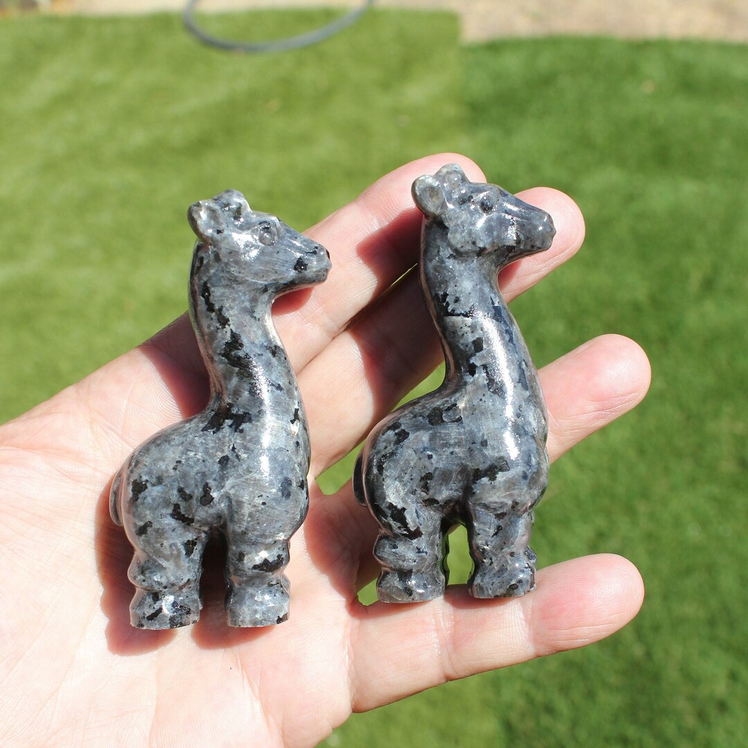 Carved GABBRO GIRAFFE ~ Rock Stone Animal Figure ~ Small Size 3.25 ...