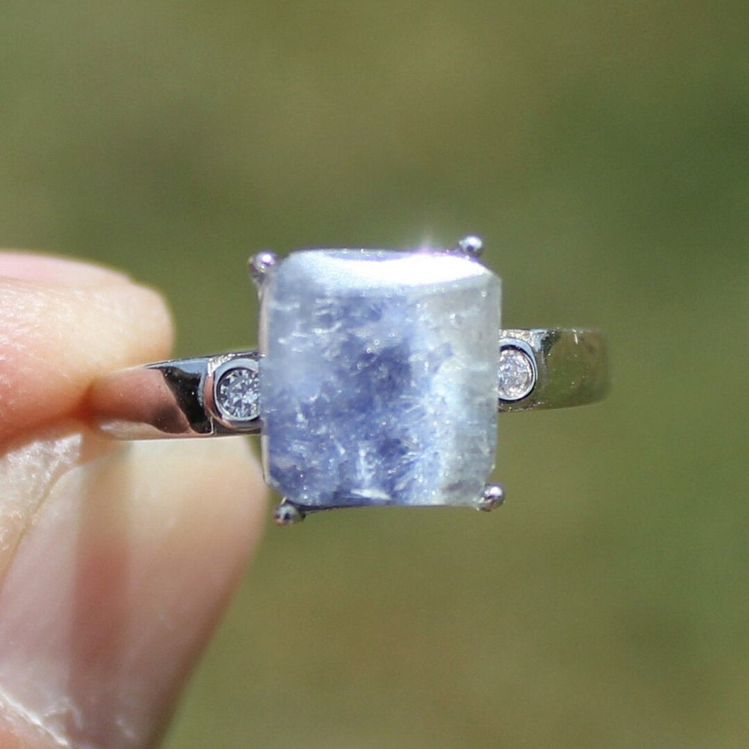 BLUE RUTILE RING ~ Solid Sterling Silver Adjustable Size Setting ...
