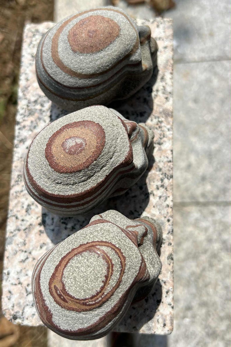 SANDSTONE SKULL W/ YAMAKA * Carved Natural Stone #1 Rock Jewish Kippah ...