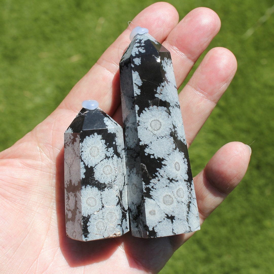 Orbicular SNOWFLAKE OBSIDIAN TOWERS in 3 Lots * Black + White W/ Orbs ...