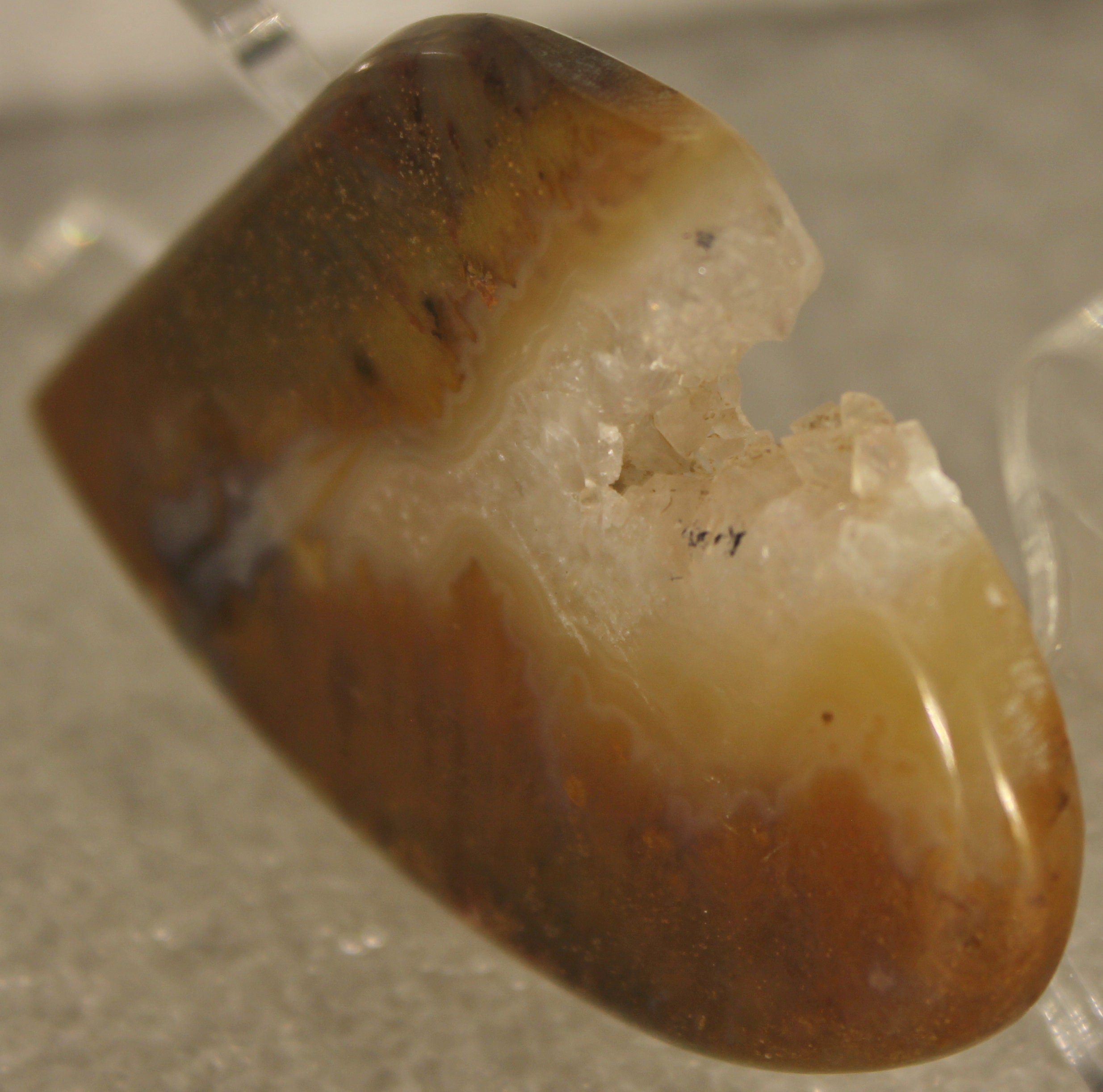 84ct SAGENITIC AGATE HEART Cab W/ Crystal Druzy Cleavage * Brown ...