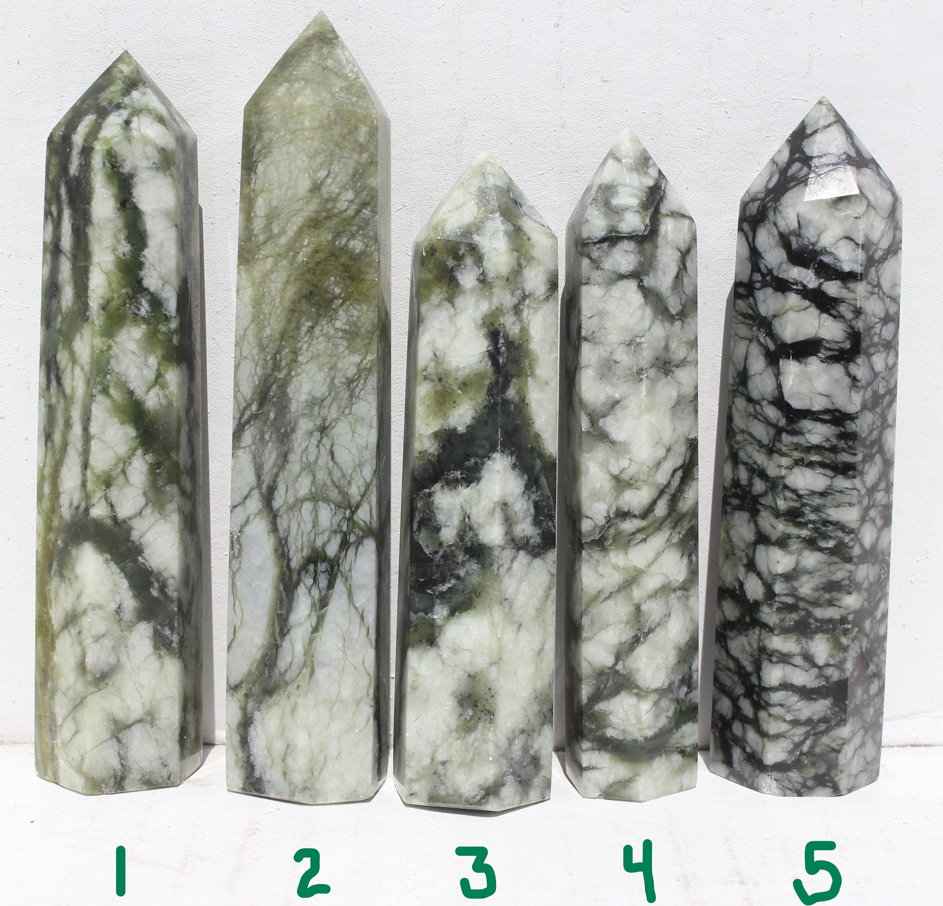 5 Choices GREEN JADE TOWERS * Small Skinny Size * Stone Rock Stone ...