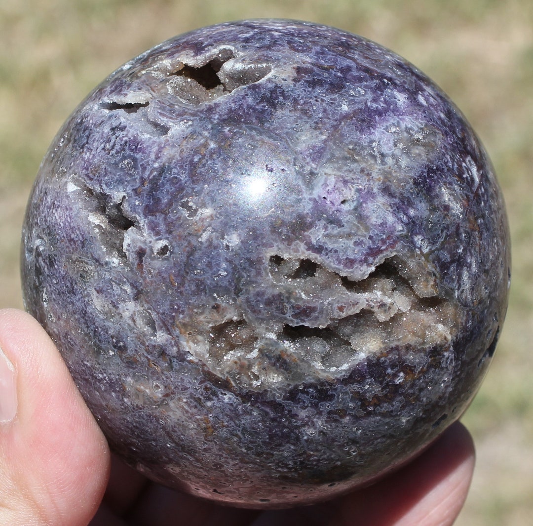 1# PURPLE SPHALERITE SPHERE w/ Brass Butterfly Stand * Lots of ...