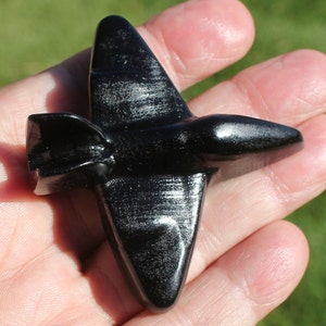 Carved BLACK OBSIDIAN JET Rock Airplane, Stone Carving, Air Force ...