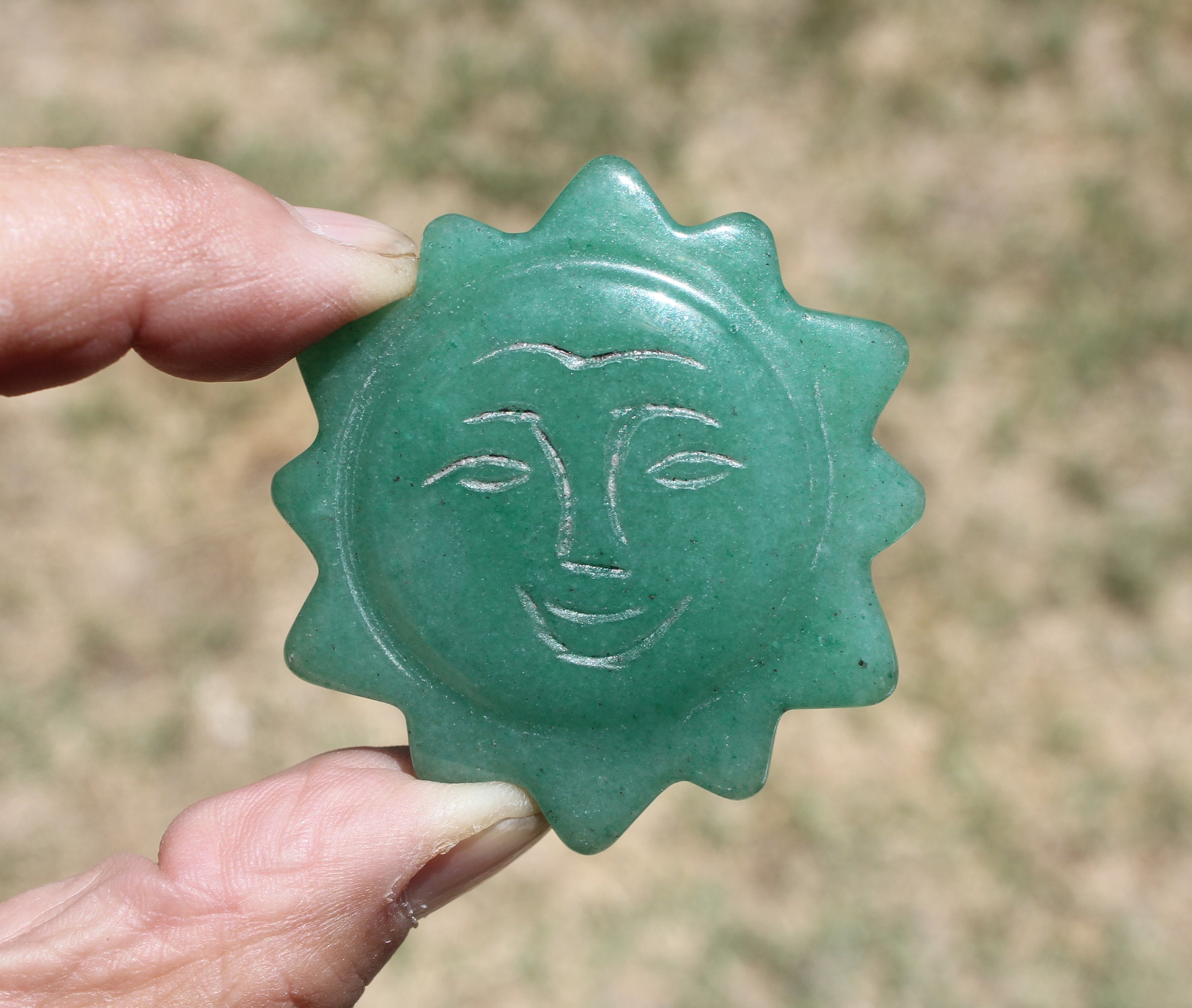 2 Green AVENTURINE SUNFACE & MOONFACE Two Piece Sets | Etsy