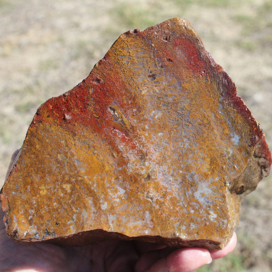 4# MOSS AGATE ROUGH * Red & Yellow Colors * Lapidary, Slabs, Cabs ...