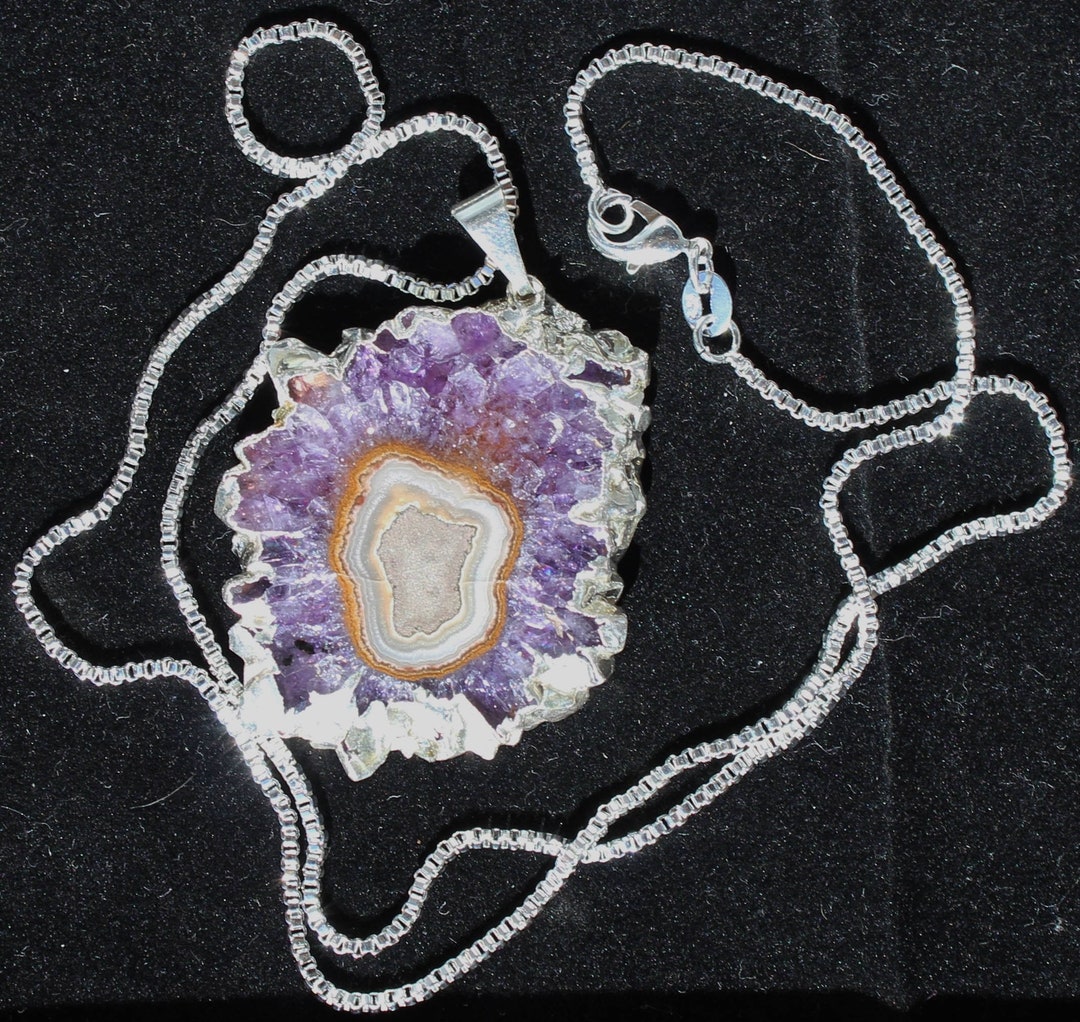 Purple Amethyst Stalactite Pendant - Silver Electroplated - Polished ...