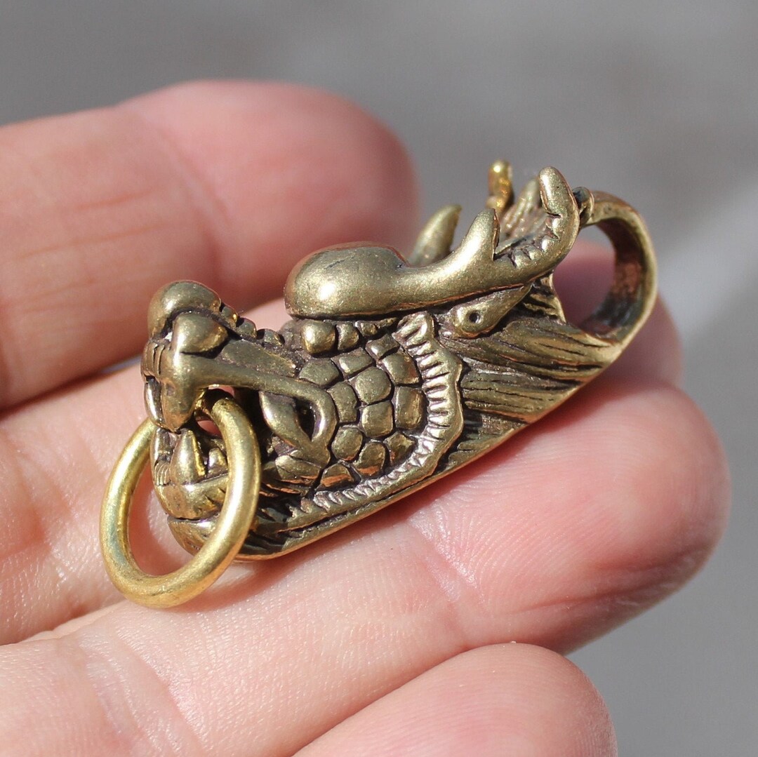 1.5" Brass-copper DRAGON HEAD Ornament or Pendant * Bronze Color ...