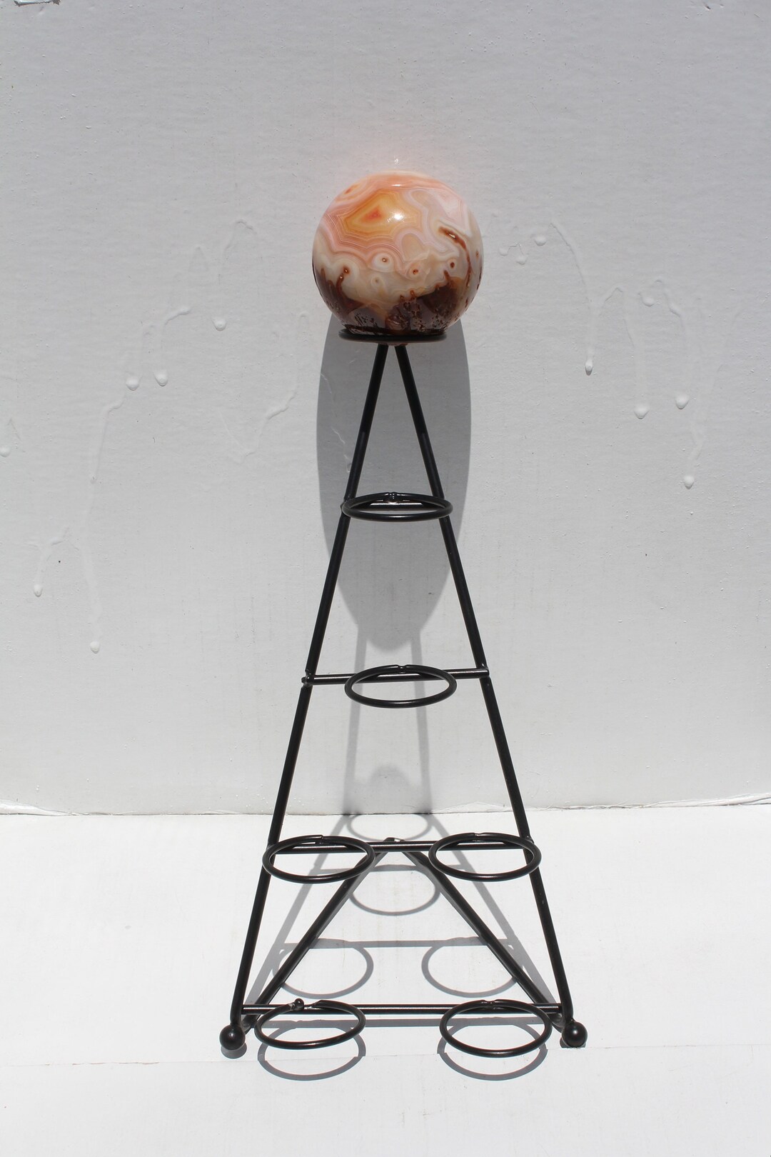 Pink Crazy Lace SPHERE & STAND COMBO * Black-tone Display Holds ...