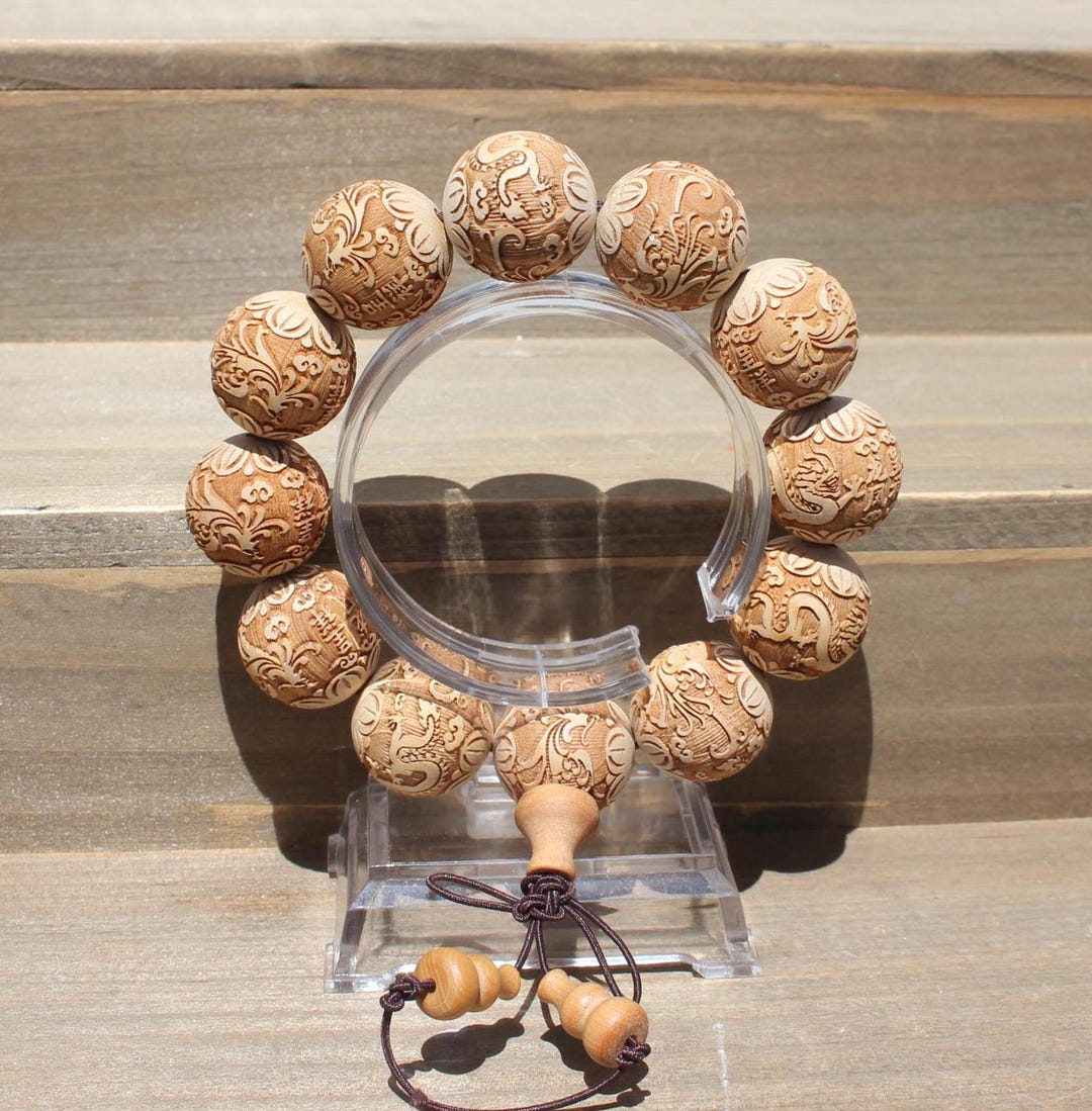 Carved Aromatic Wood Dragon & Phoenix Bracelet - Asian Theme - Etsy