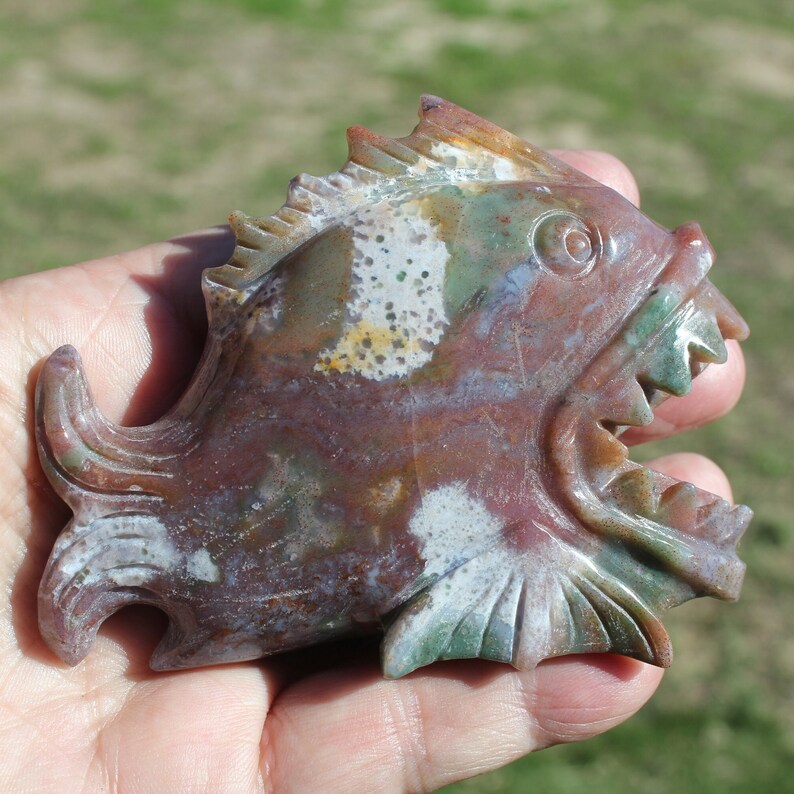 FEARSOME BIG MOUTH Fish - Jaws, Fear Teeth, New Ocean Jasper Stone ...