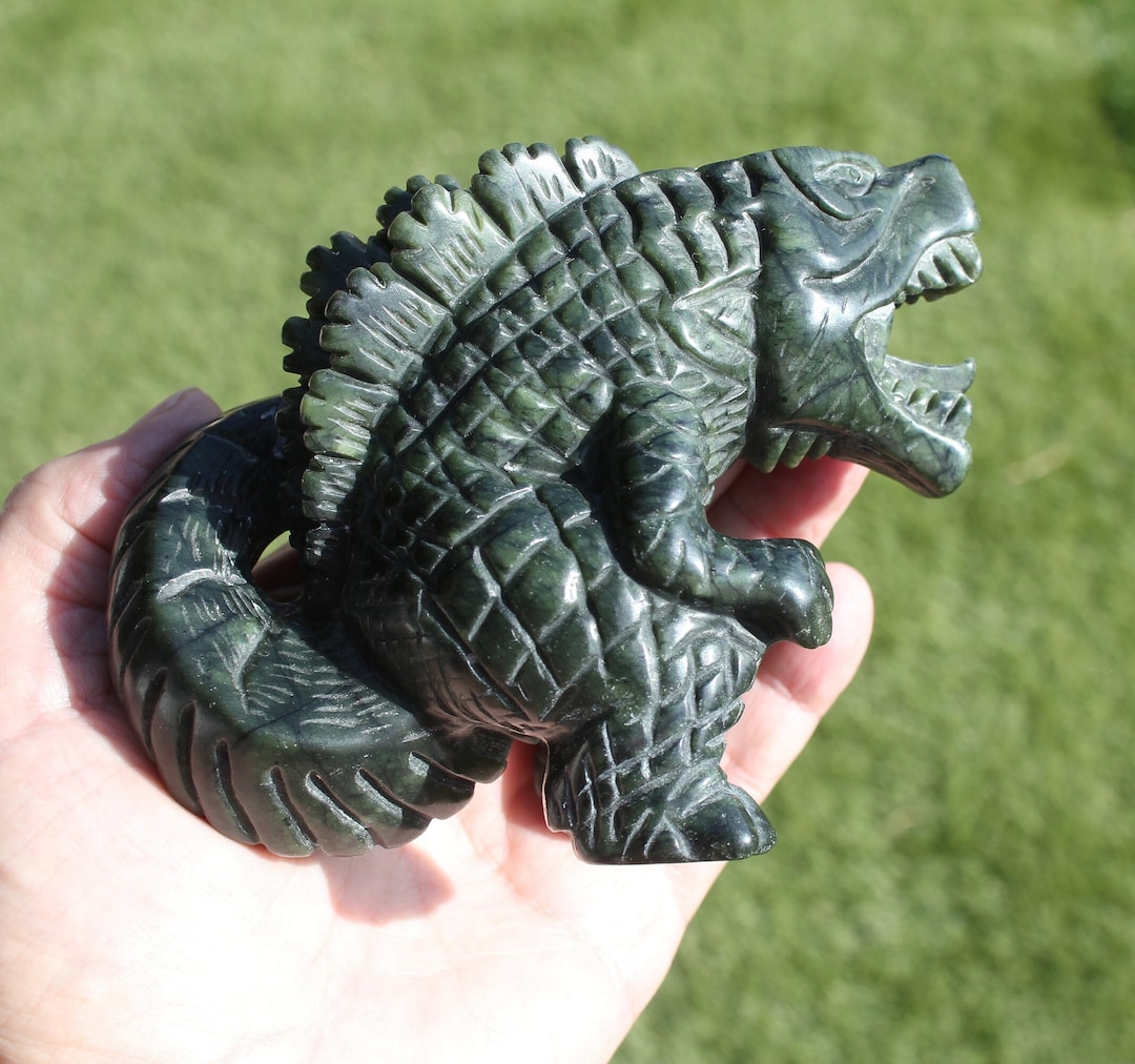 Stone GODZILLA STEGOSAURUS DINOSAUR Figure * Hand-carved Dino Display ...