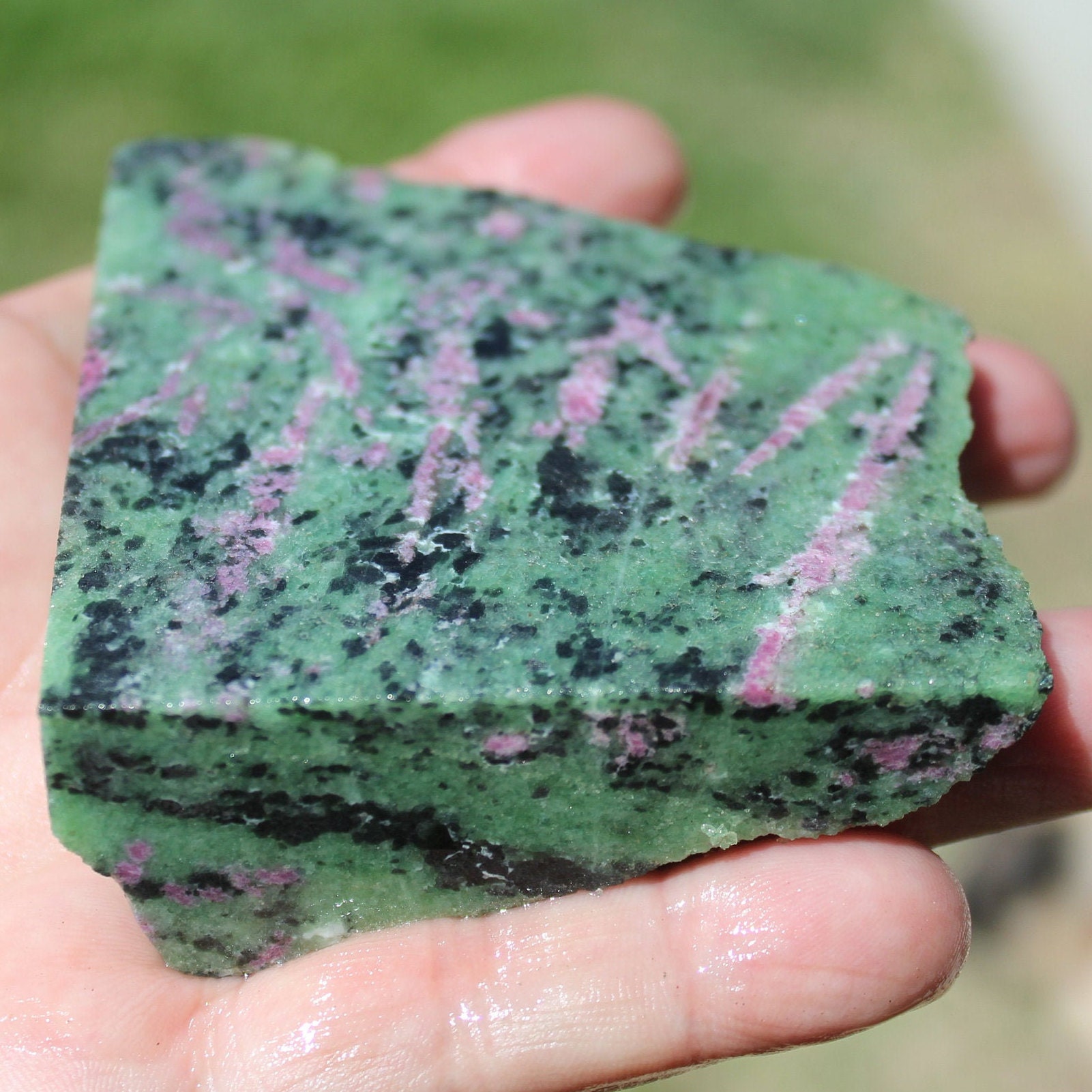 RUBY ZOISITE ROUGH Faced Rock Pink Green Black Stone Cabs | Etsy
