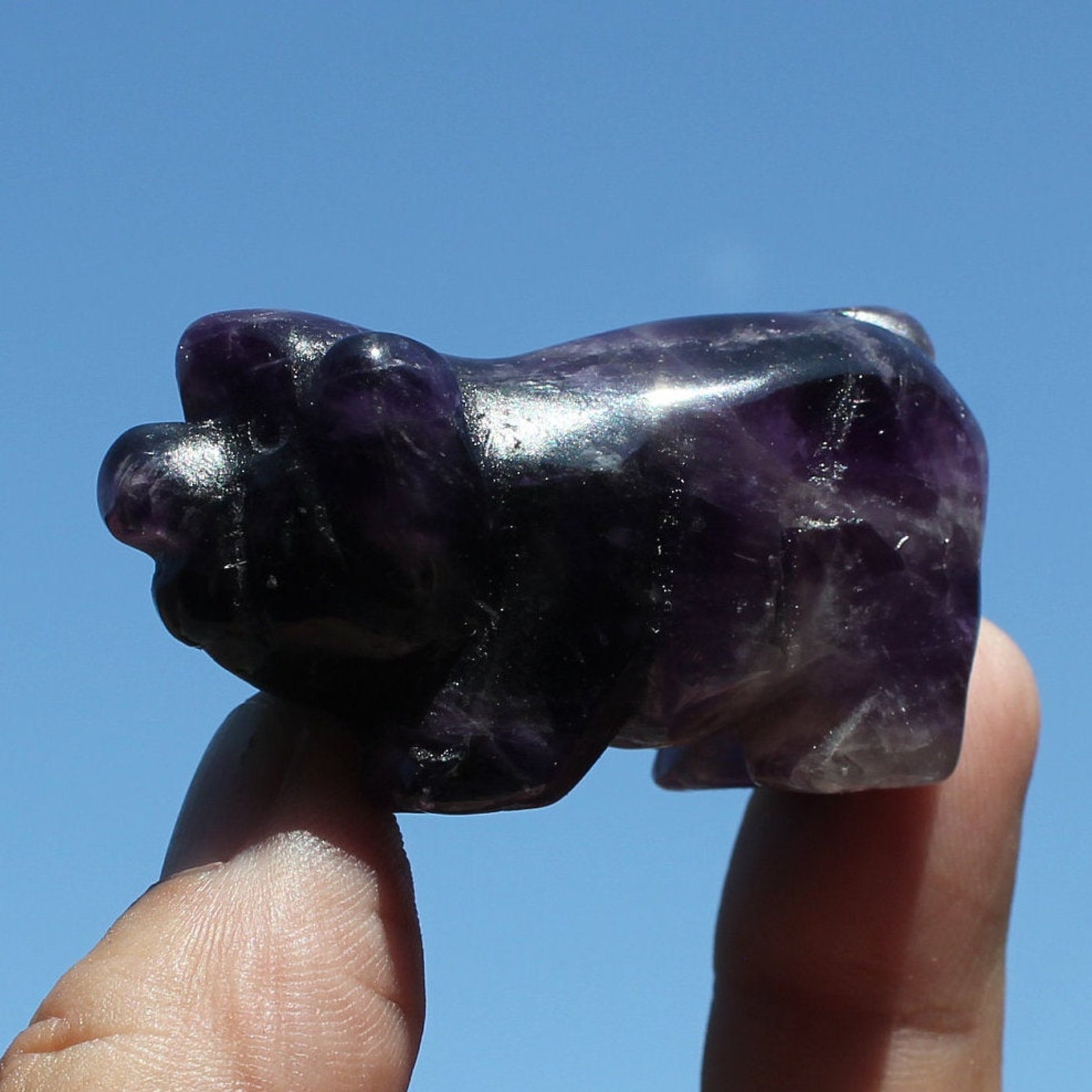 2 FAT CARVED PIGS Purple Amethyst Crystal Quartz or - Etsy