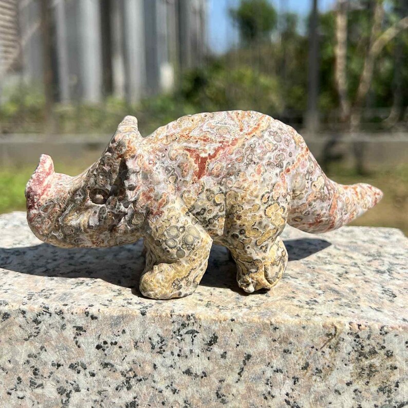 LEOPARD SKIN JASPER Triceratops Dinosaur Primitive Carving - Etsy