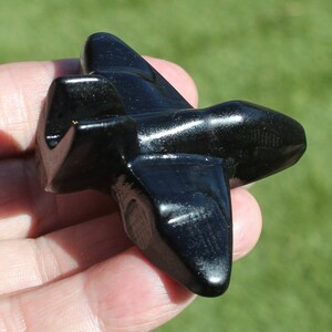 Carved BLACK OBSIDIAN JET Rock Airplane, Stone Carving, Air Force ...