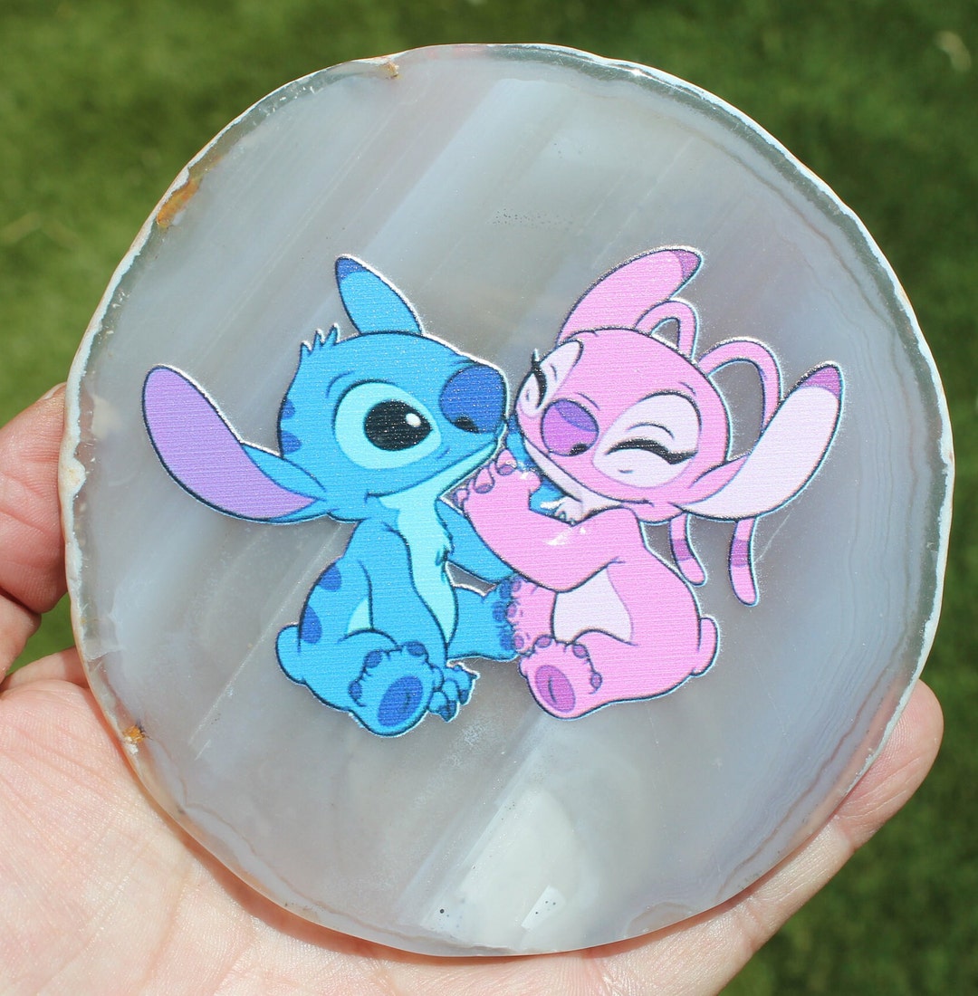4" STITCH & ANGEL SLAB - Polished Agate Rock Stone Display Ornament - Etsy