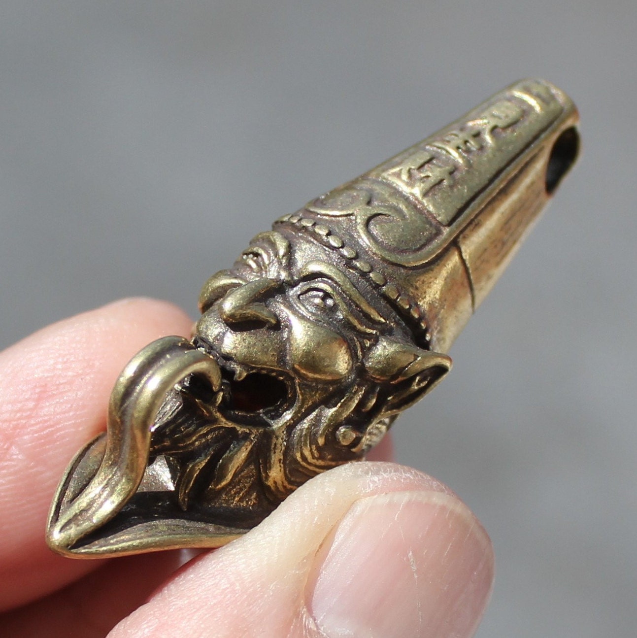 2 Copper Brass TONGUE OUT ELF Pendant Bronze Ornament | Etsy