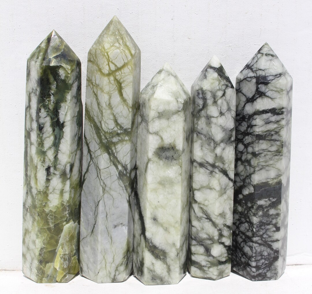 5 Choices GREEN JADE TOWERS * Small Skinny Size * Stone Rock Stone ...