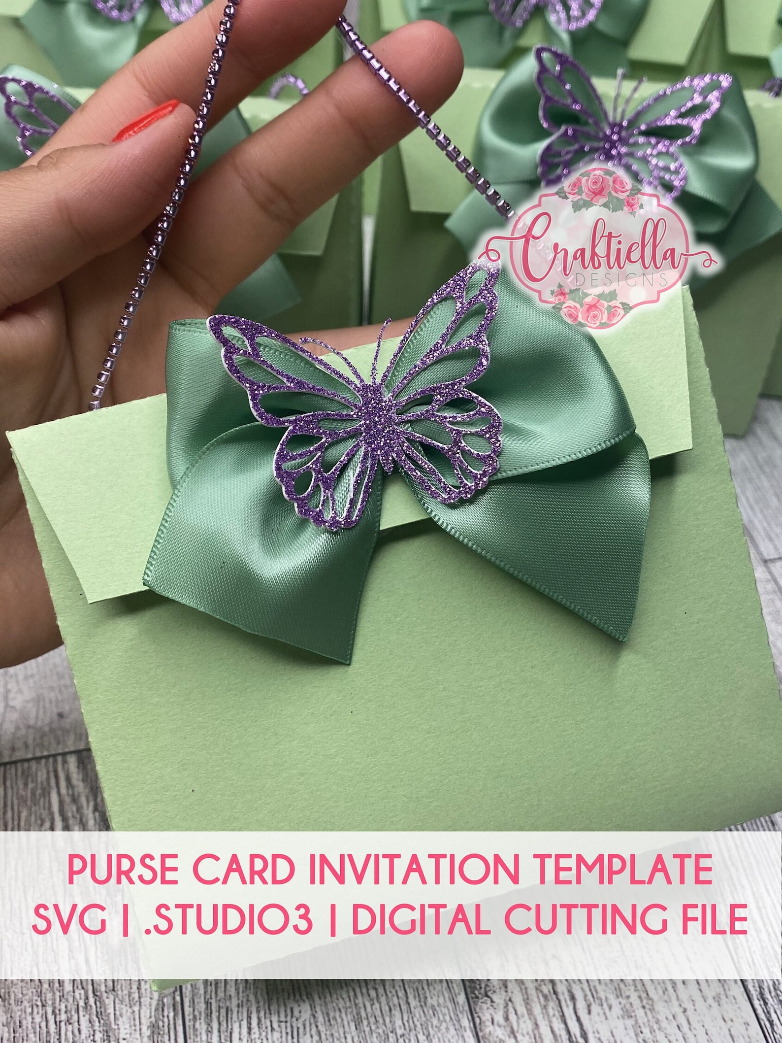 Purse Invitation Card Box | Template | Cutting File | SVG .studio ...