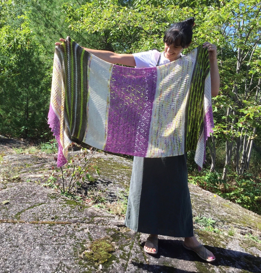 PDF Knitting Pattern Rectangular Wrap With Lace and Fishermen's Ribs - Etsy