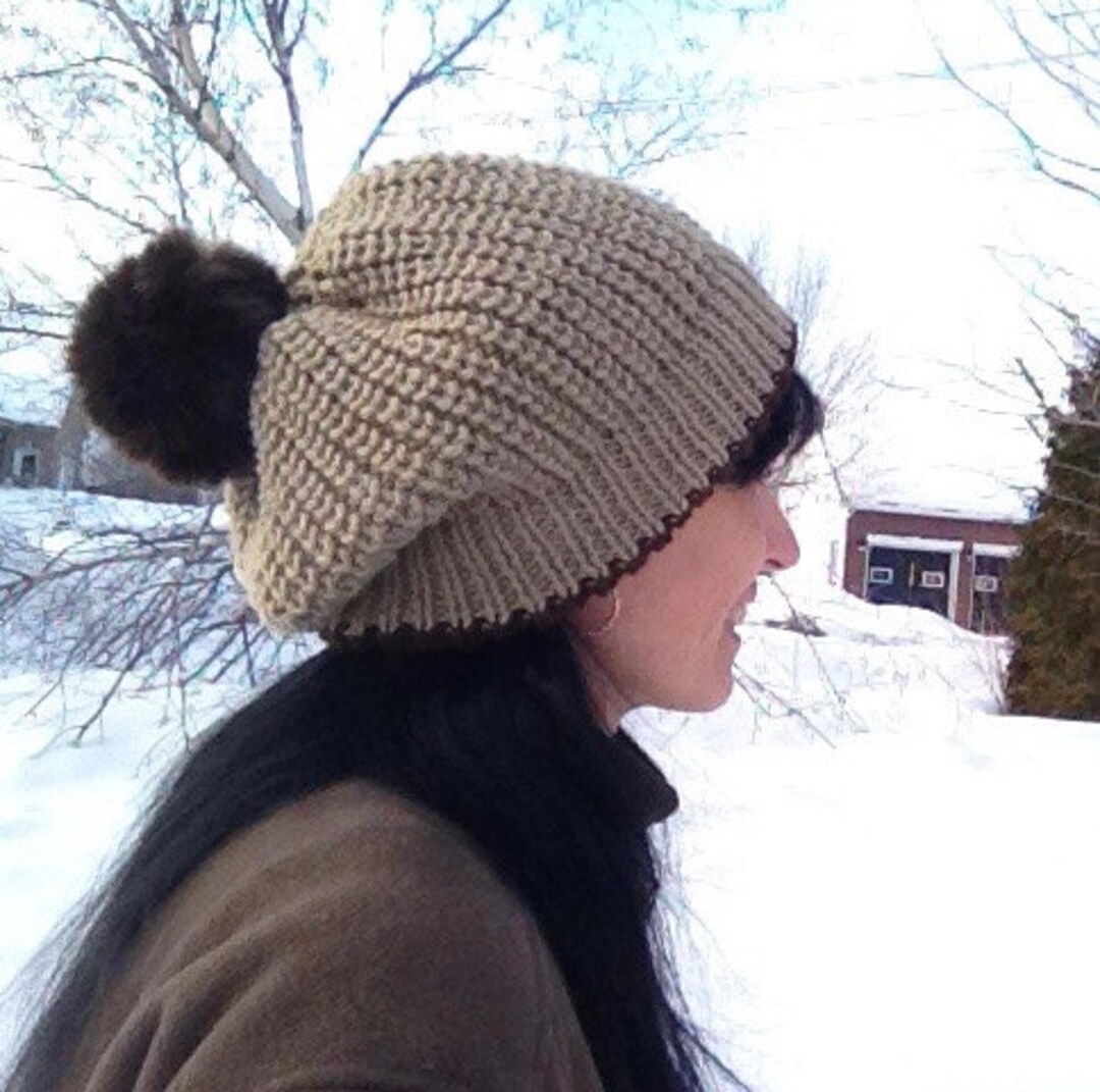 PDF Knitting Pattern Wide Hat in False English Ribs With Pompom - Etsy