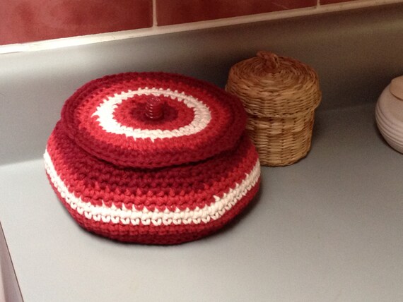 PDF Crochet Pattern Box for Storage in Striped Coton | Etsy